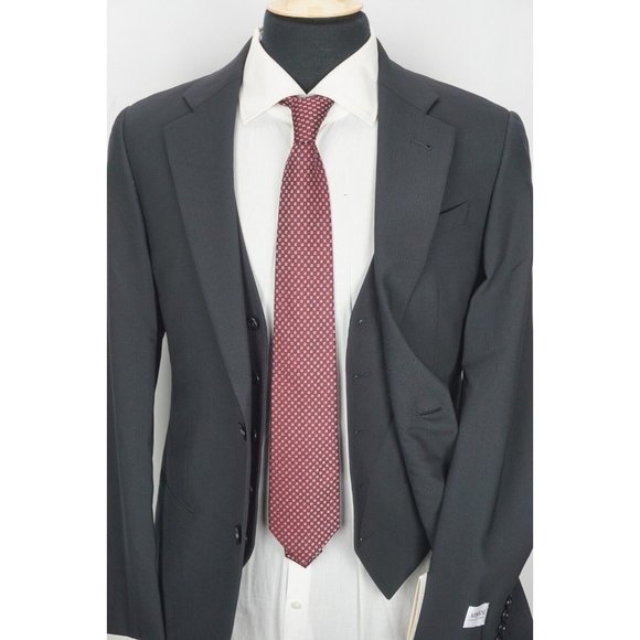 Armani Collezioni | Suits & Blazers | Armani Collezioni Black Stripe Wool 3 Piece Suit Jacket ...